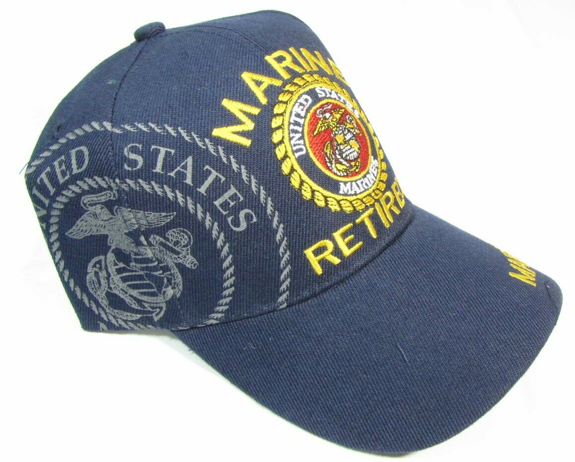 New Military USMC US Marine Corps Retired Dk Blue Baseball Ball Cap ...